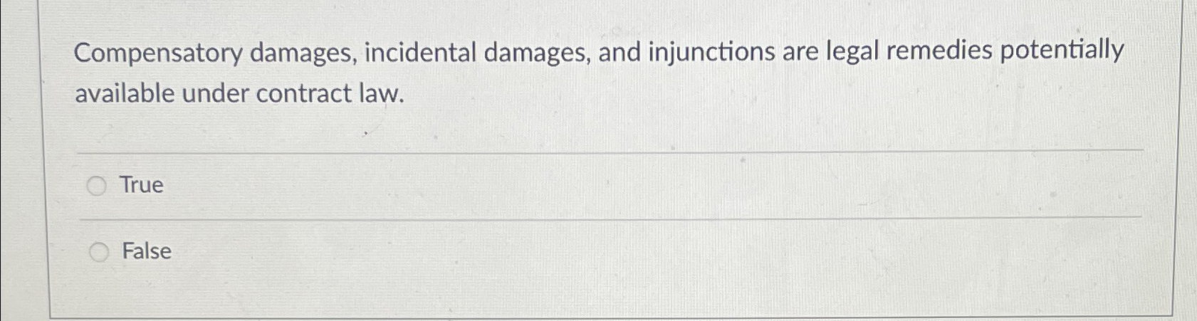 Solved Compensatory damages, incidental damages, and | Chegg.com