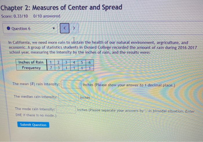Solved Chapter 2: Measures of Center and Spread Score: | Chegg.com