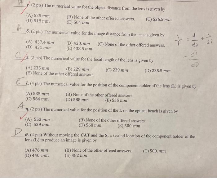 All questions pertain to the experiment you completed All questions pertain to the experiment you completed