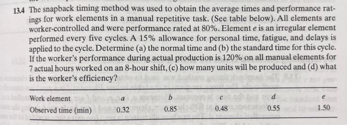 Solved 13.4 The snapback timing method was used to obtain | Chegg.com