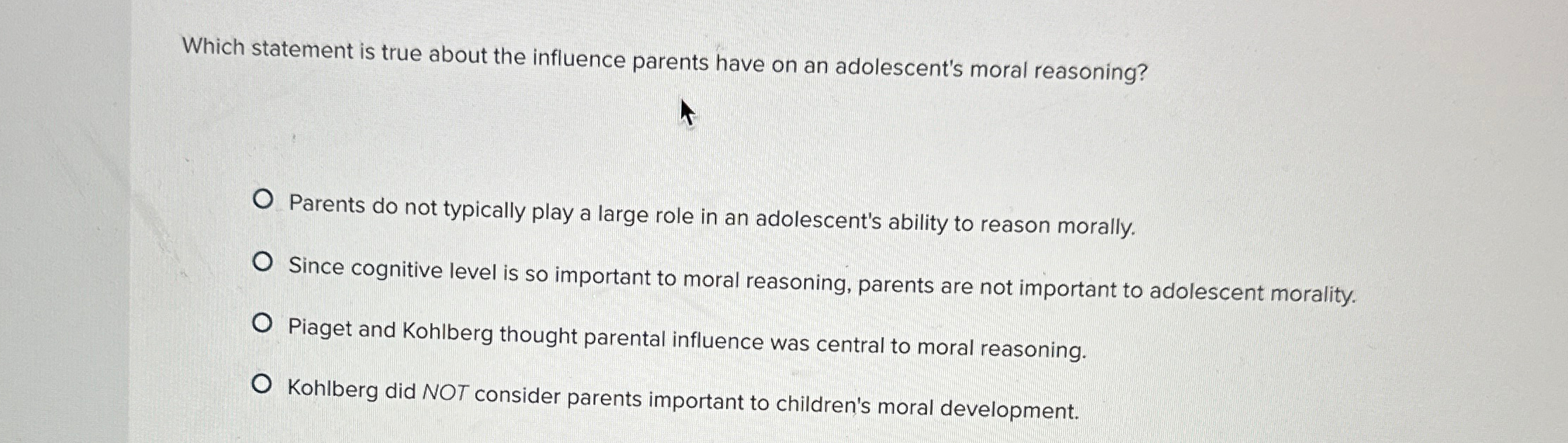 Solved Which statement is true about the influence parents | Chegg.com