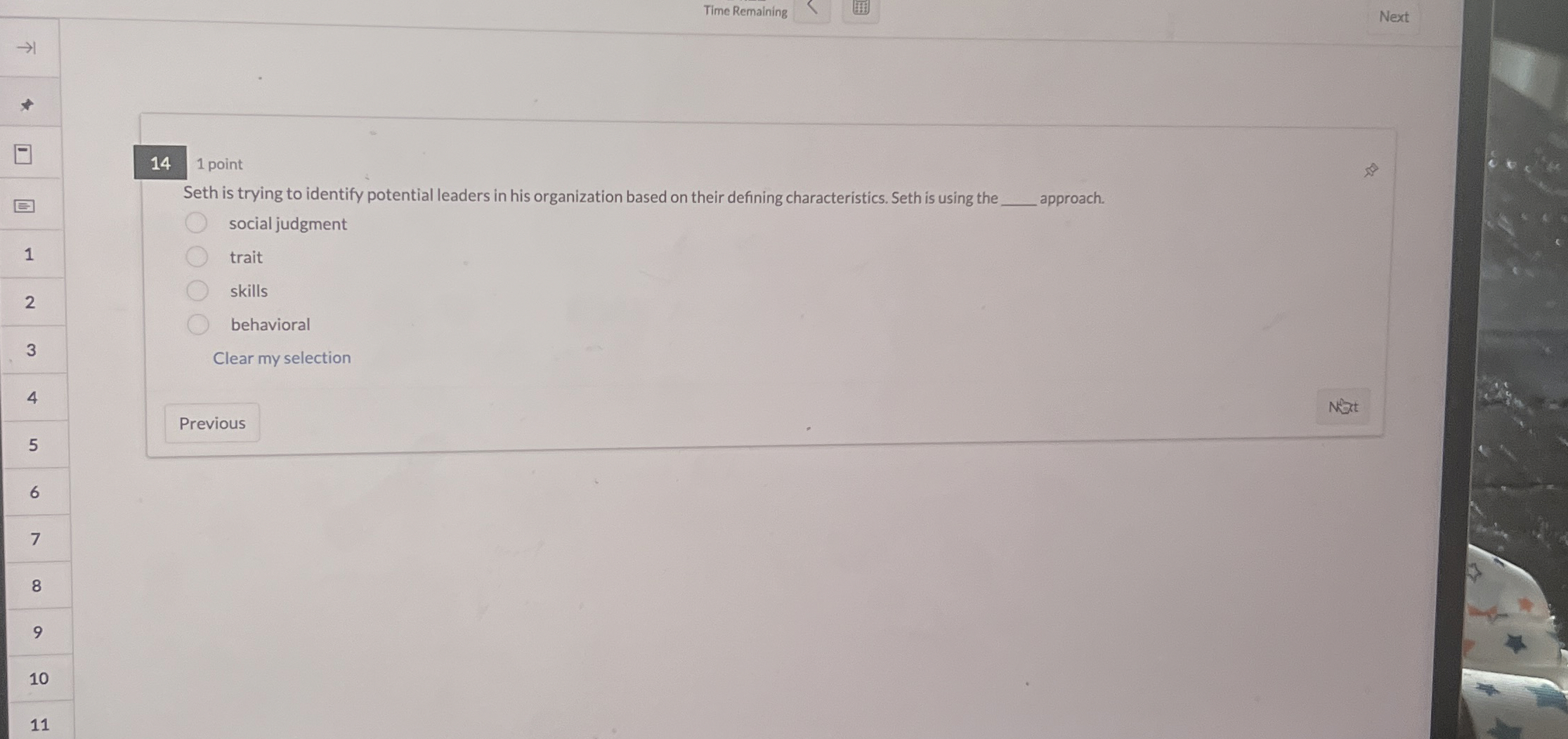 Solved Time RemainingNext1 ﻿pointSeth is trying to identify | Chegg.com