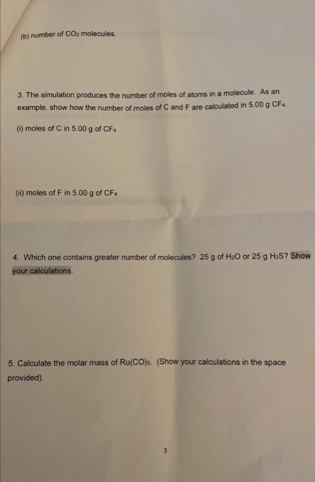 Solved (b) number of CO2 molecules. 3. The simulation | Chegg.com