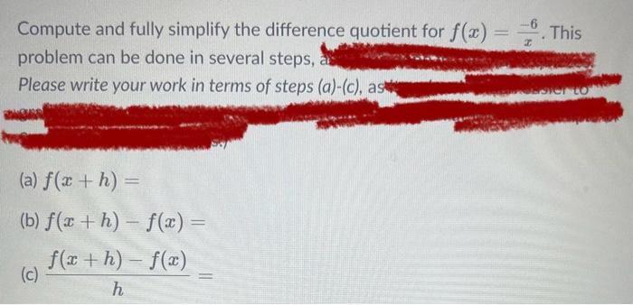 Solved Compute And Fully Simplify The Difference Quotient 9552
