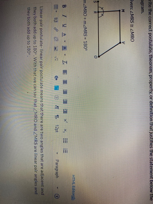 Solved Rite The Correct Postulate Theorem Property Or