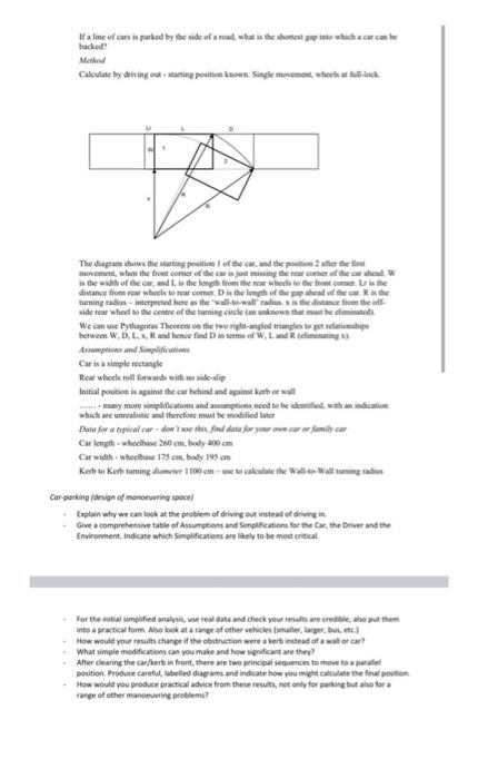 Solved If a line of cars in paried by the sude of a noud, | Chegg.com