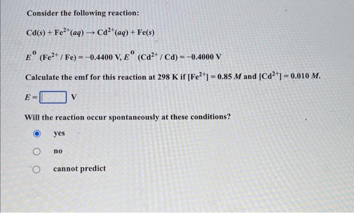 Solved Consider the following reaction: | Chegg.com