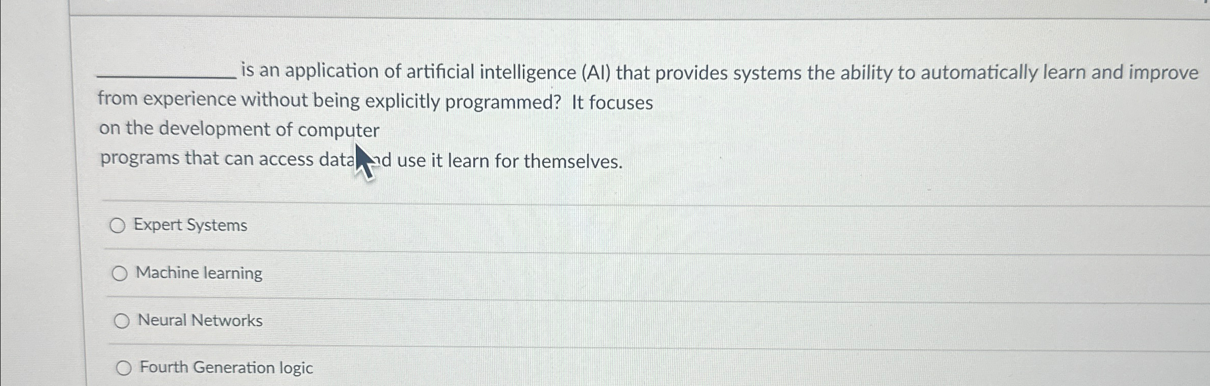 Solved . ﻿is an application of artificial intelligence (AI) | Chegg.com