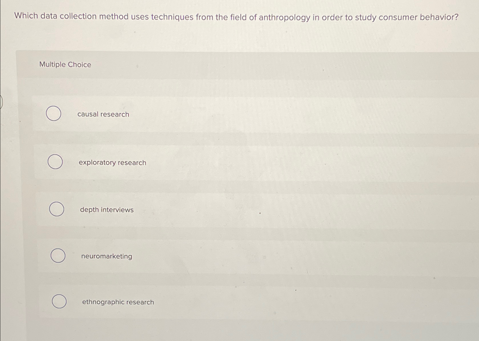 Solved Which data collection method uses techniques from the | Chegg.com