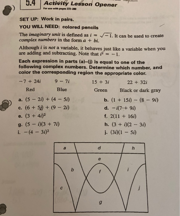 Solved 5.4 Activity Lesson Opener For use with pages 272-280 | Chegg.com