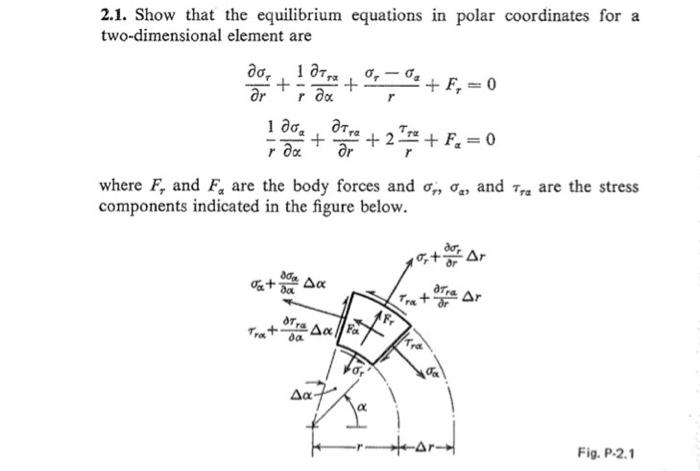 Solved 2.1. Show that the equilibrium equations in polar | Chegg.com