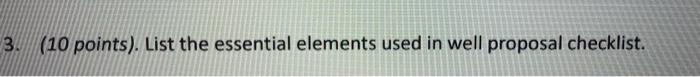 Solved 3. (10 points). List the essential elements used in | Chegg.com