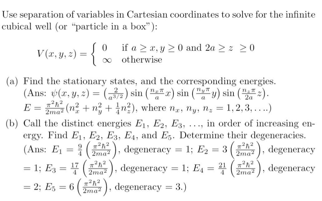Solved Use separation of variables in Cartesian coordinates | Chegg.com