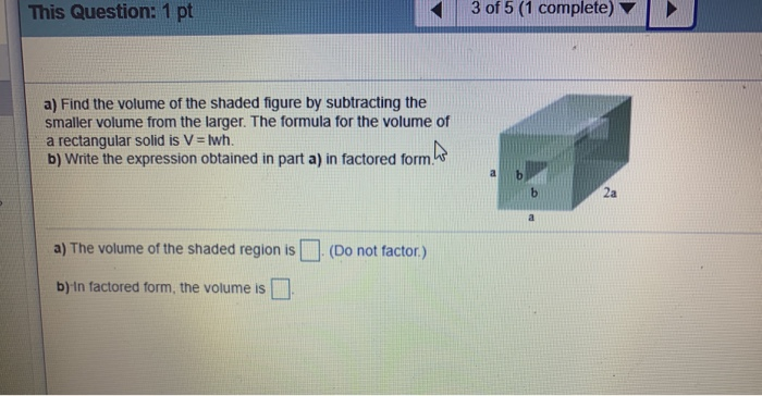 Solved This Question: 1 pt 3 of 5 (1 complete) a) Find the | Chegg.com