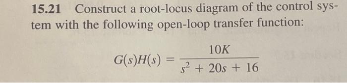 Solved 15.21 Construct a root-locus diagram of the control | Chegg.com