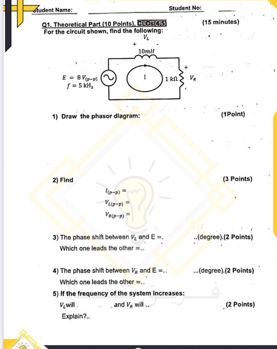 Solved ...Student Name:Student No:Q1. ﻿Theoretical Part (10 | Chegg.com