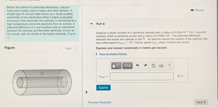 Solved Suppose a diode consists of a cylindrical cathode | Chegg.com