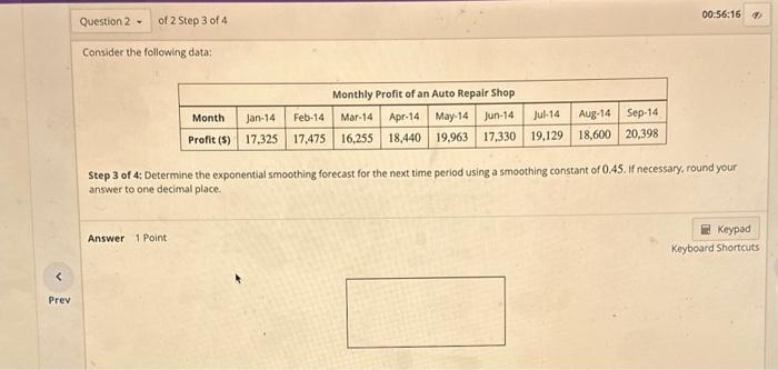 Solved Consider the following data: Step 3 of 4: Determine | Chegg.com