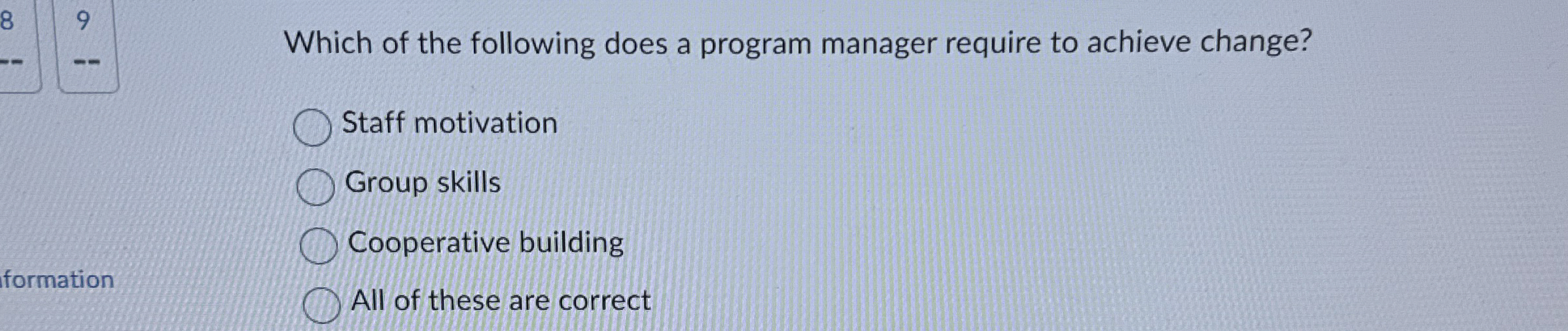 Solved Which of the following does a program manager require | Chegg.com