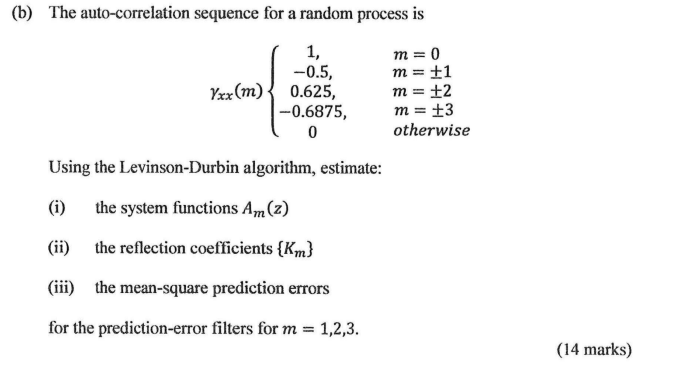 (b) The auto-correlation sequence for a random | Chegg.com