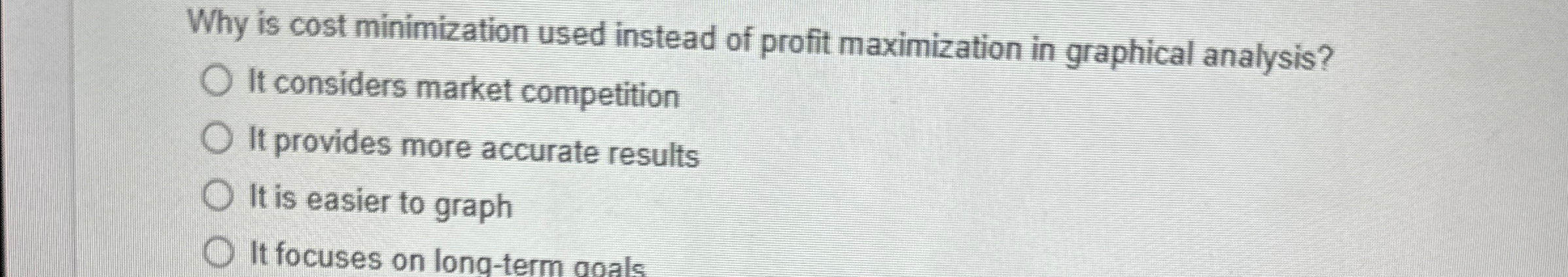 Solved Why is cost minimization used instead of profit | Chegg.com