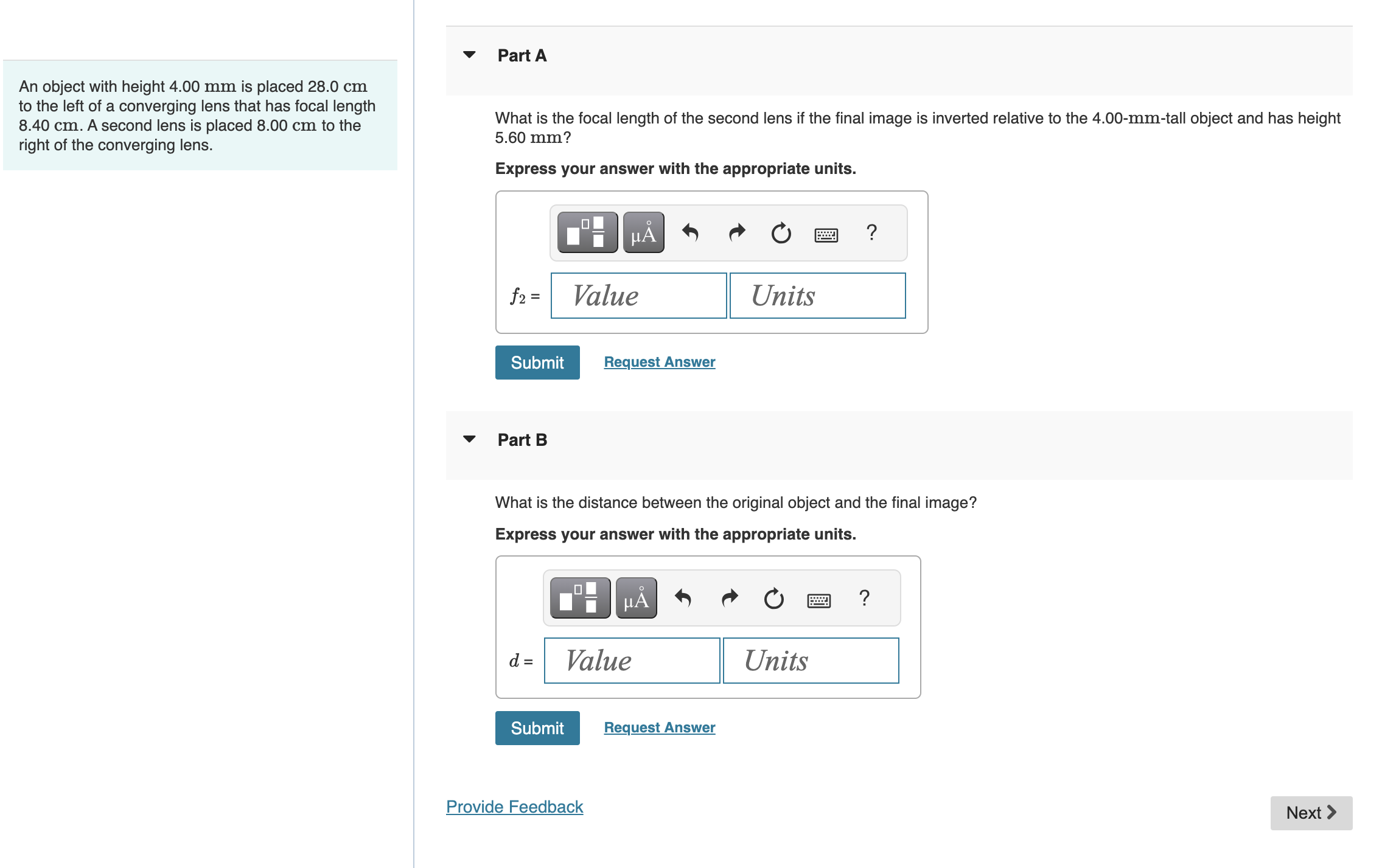 Solved Part AAn object with height 4.00mm ﻿is placed | Chegg.com