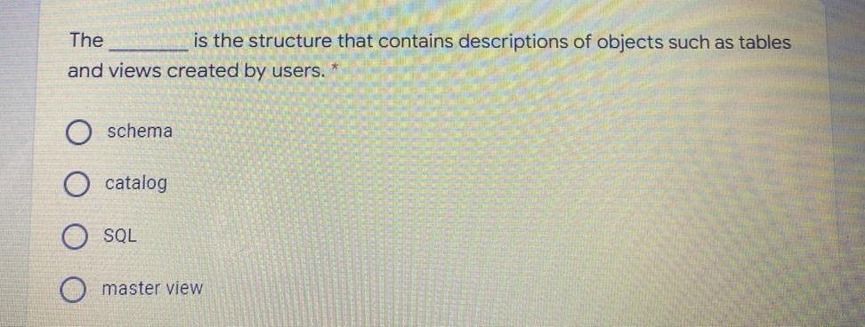 Solved The is the structure that contains descriptions of | Chegg.com