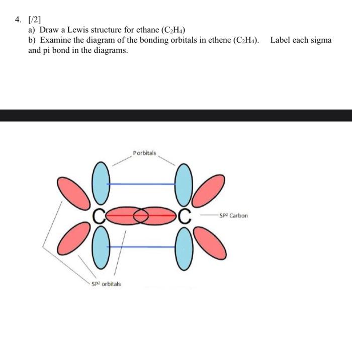 Solved 4. [/2] a) Draw a Lewis structure for ethane (C2H4) | Chegg.com