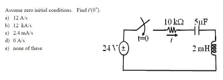 Solved Assume zero initial conditions. Find i-t(0+). 12 A/s | Chegg.com