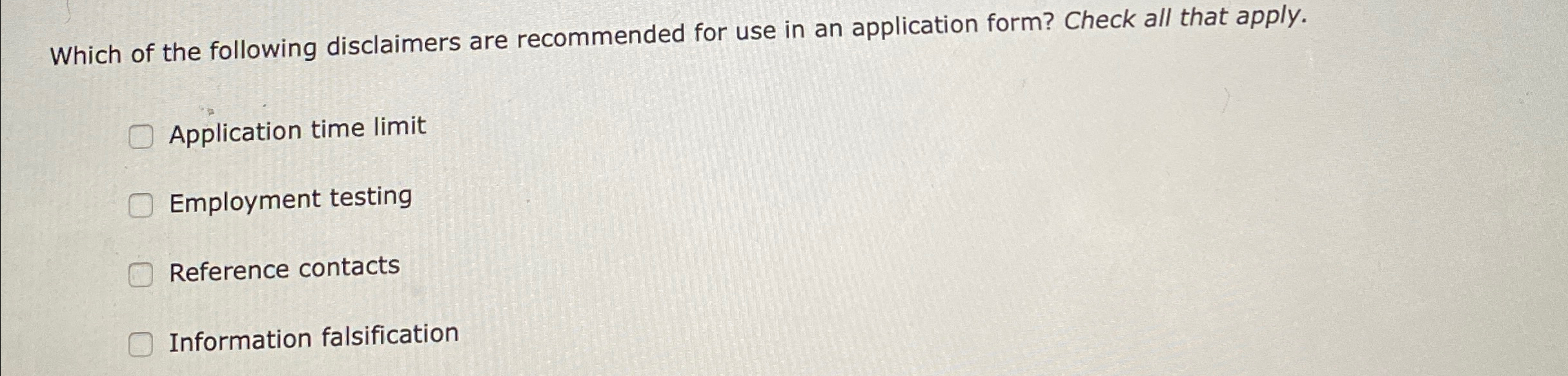 Solved Which of the following disclaimers are recommended | Chegg.com