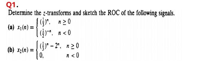 Solved Q1.Determine the z-transforms and sketch the ROC of | Chegg.com