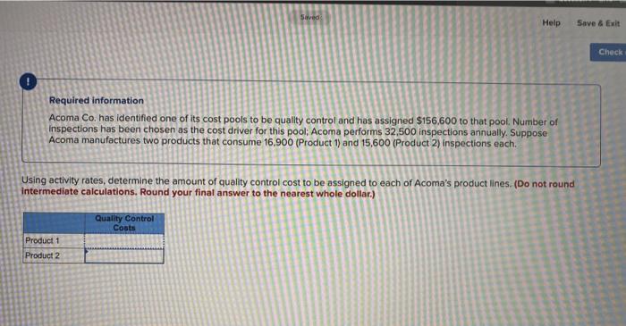 Solved Saved Help Save & Exit Check Required information | Chegg.com