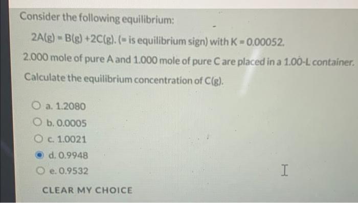 Solved Consider the following equilibrium: 2 A( | Chegg.com