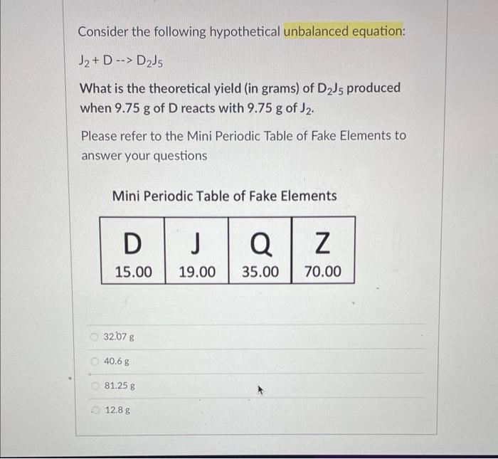 Solved Consider the following hypothetical unbalanced | Chegg.com