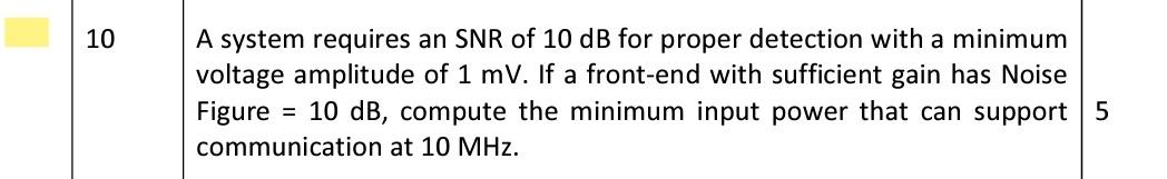 A system requires an SNR of 10 dB for proper | Chegg.com