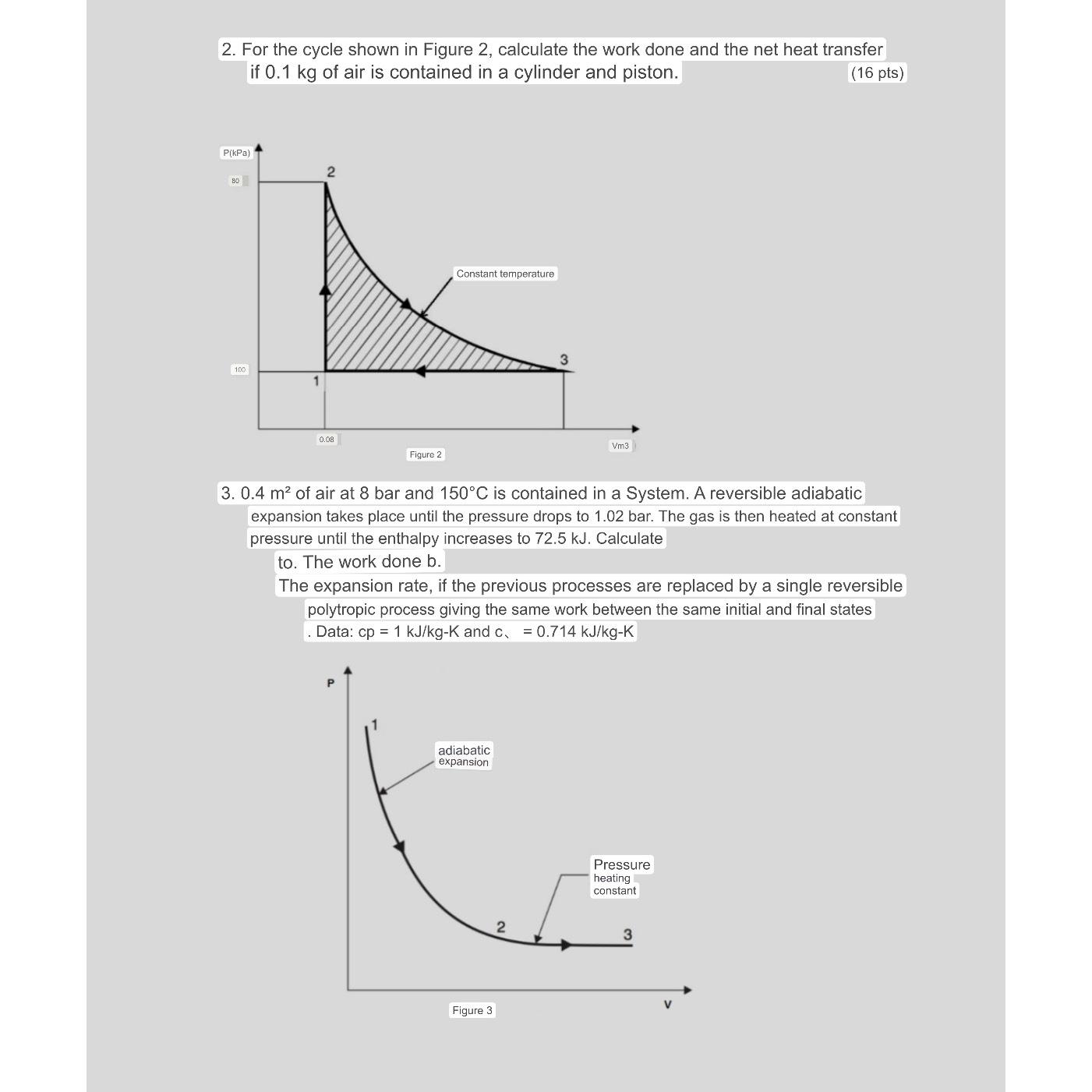For the cycle shown in Figure 2, ﻿calculate the work | Chegg.com