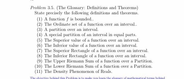 Solved Problem 3.5. (The Glossary: Definitions and Theorems) | Chegg.com