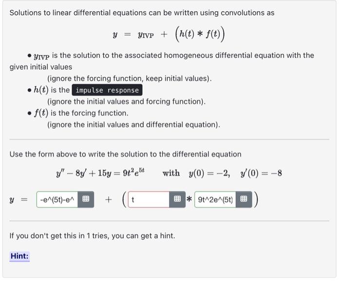 Solved Solutions to linear differential equations can be | Chegg.com