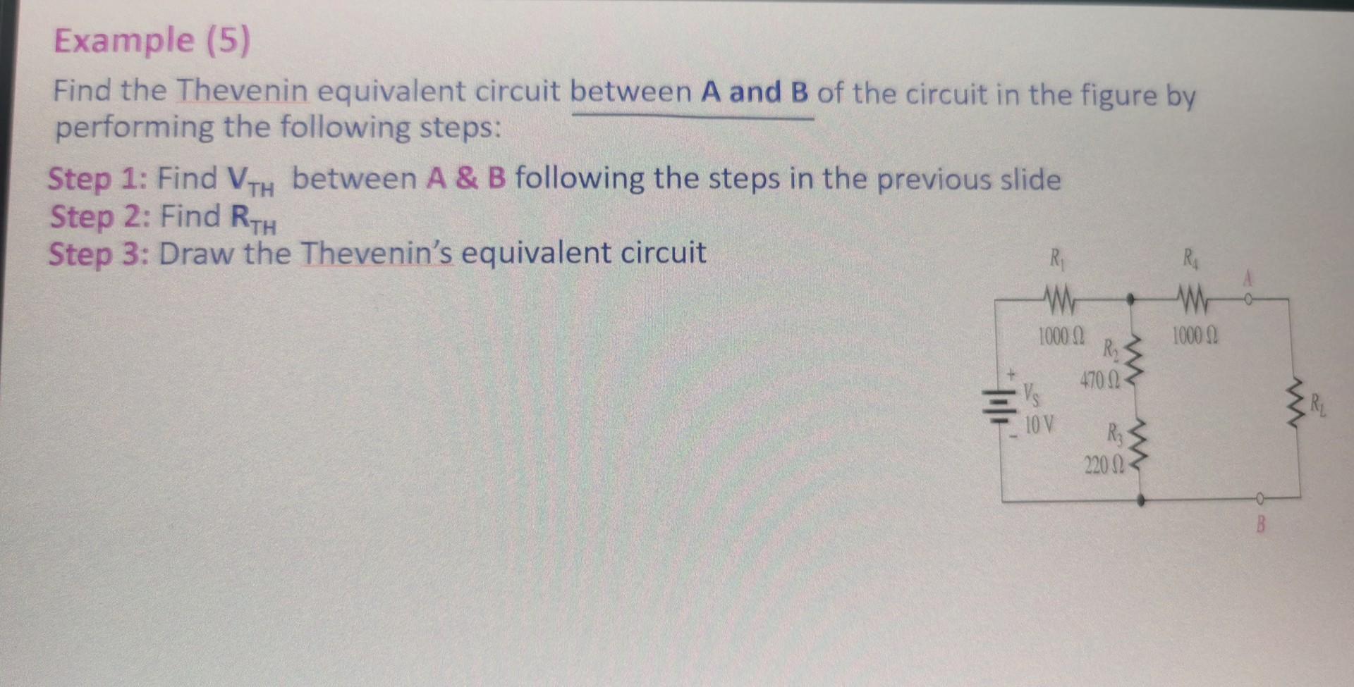Solved Example (5) Find the Thevenin equivalent circuit | Chegg.com