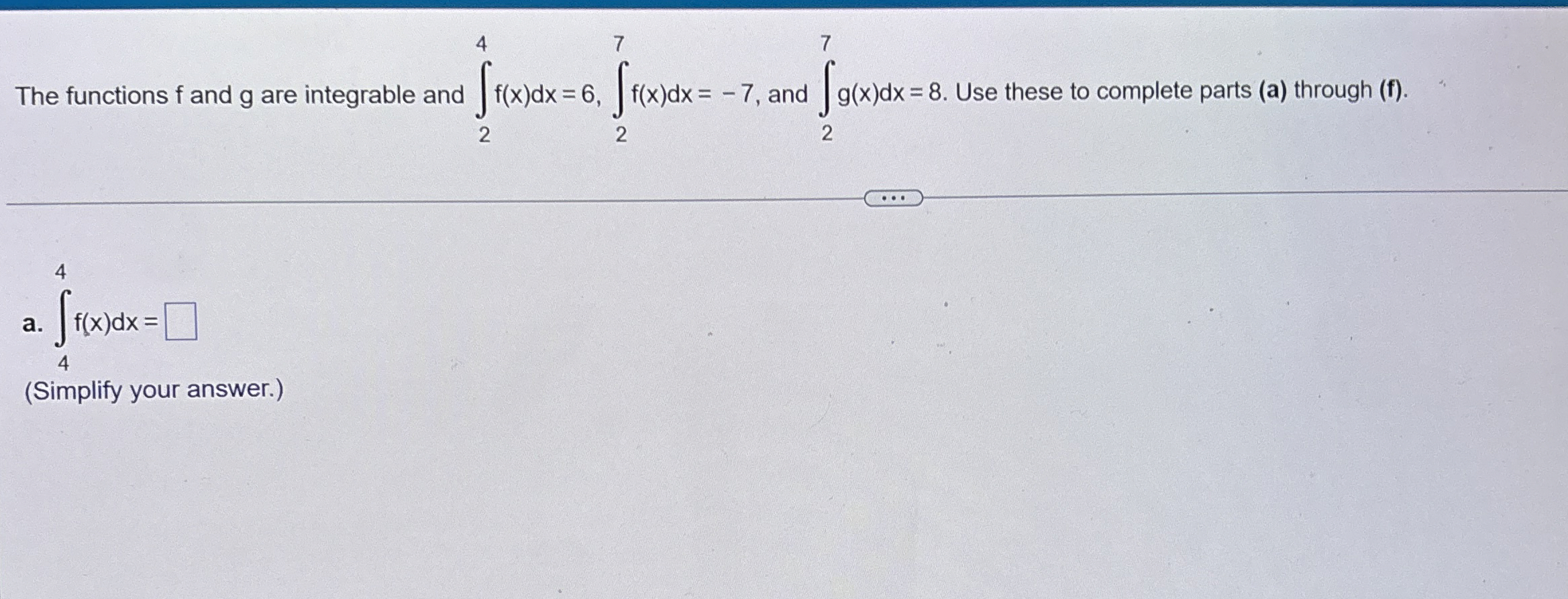 The functions f and g ﻿are integrable and | Chegg.com