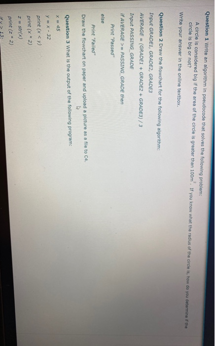 Solved Question 1 Write an algorithm in pseudocode that | Chegg.com