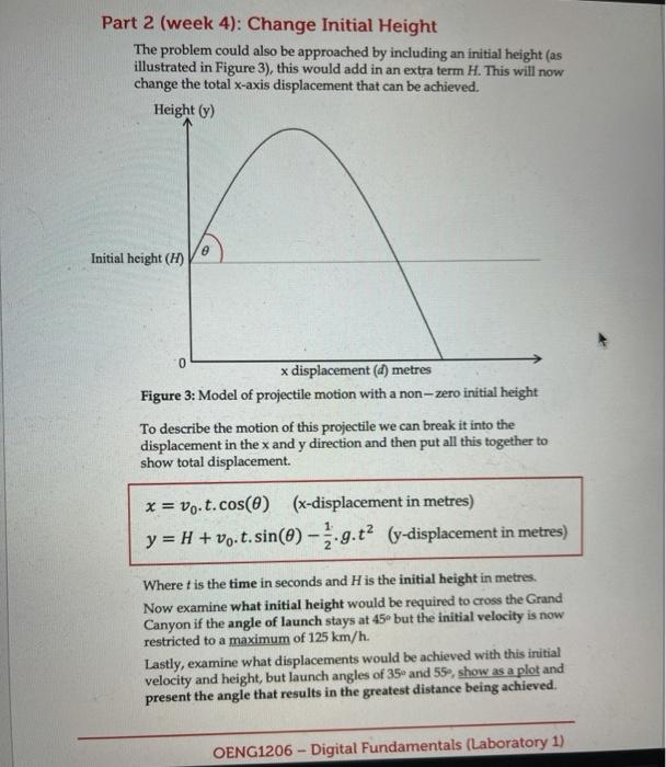 Solved Part 2 (week 4): Change Initial Height The problem | Chegg.com