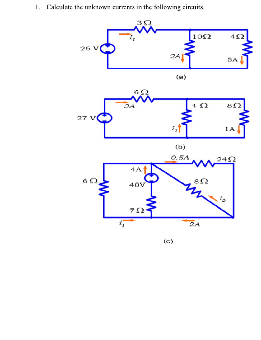 Solved Calculate the unknown currents in the following | Chegg.com