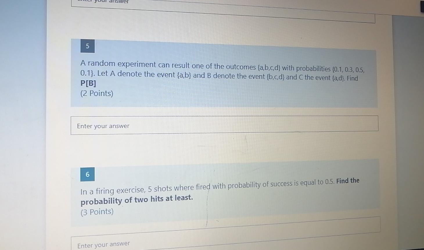 Solved 5 A random experiment can result one of the outcomes | Chegg.com