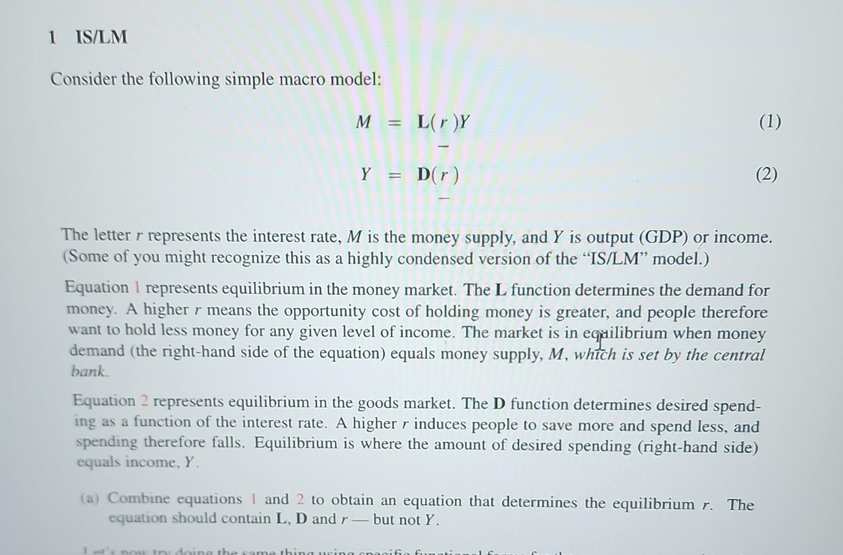 Solved Combine equations 1 and 2 to obtain an equation that | Chegg.com
