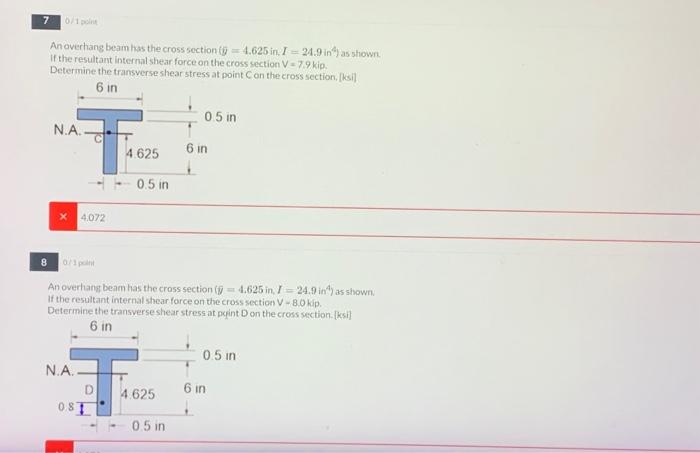 Solved An overhang beam has the cross section | Chegg.com
