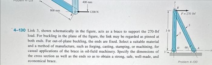 Solved 4-130 Link 3, shown schematically in the figure, acts | Chegg.com