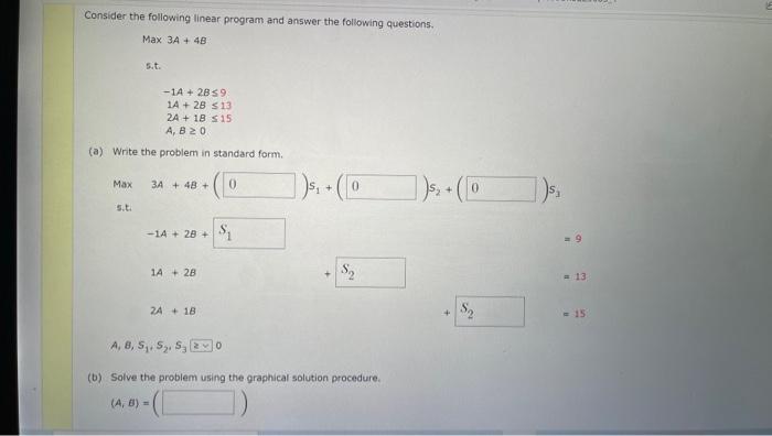 Consider the following linear program and answer the | Chegg.com