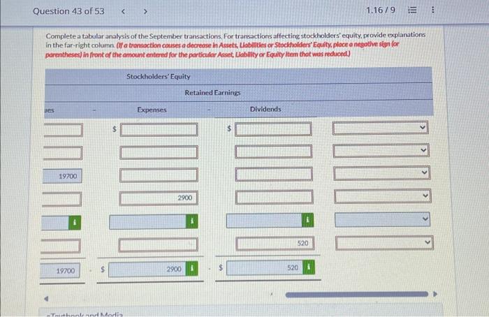 Solved Complete a tabular analysis of the September | Chegg.com