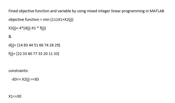 Fined objective function and variable by using mixed | Chegg.com